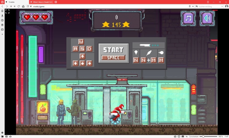 Minispiel im Vivaldi Browser - Easter EggsEaster Eggs